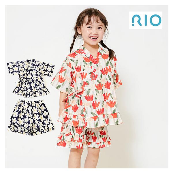 フリル甚平が今年も登場！こちらは上下セパレートの甚平タイプ。脱ぎ着しやすく小さいお子様にもぴったり！夏のお祭りシーズンに♪セパレートタイプで着脱簡単！ボトムは単品でも着られる柄なので、夏祭りが終わっても活躍するアイテムです。【素材】綿100...