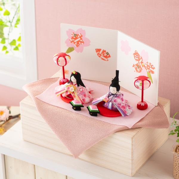 雛人形 ひな人形 おしゃれ コンパクト ミニサイズ ちりめん