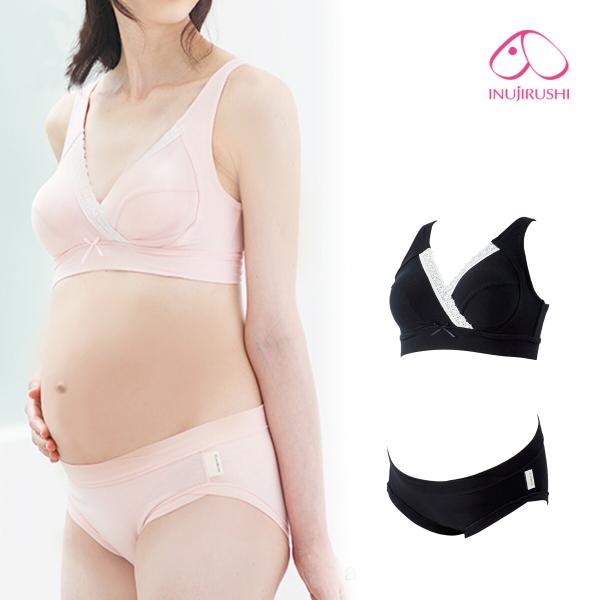 【メール便送料無料】犬印マタニティ 犬印本舗 【BR1675-SH2540 ブラショーツセット】◇授乳ブラ 上下セット 産前産後 ノンワイヤーブラジャー 授乳ブラジャー ハーフトップ◇産前産後 浅ばきタイプ なが〜く使える浅ばきショーツ ブ...