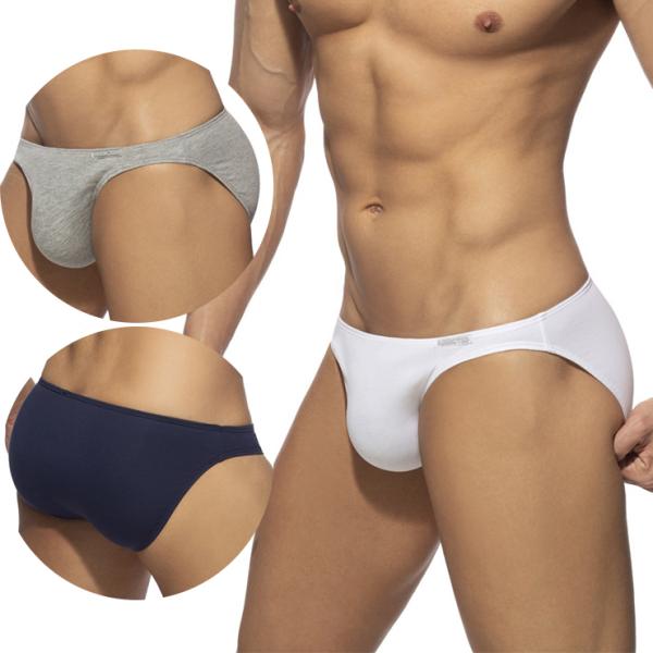 ◆ADDICTED最高級のコットンで作られたセクシーでローカットのビキニブリーフ構成：綿95％-5％エラスタンステッチを避けるために前面に成形技術左前側のADDICTEDシリコンラベル白、ネイビー、ヘザーグレー毎日のためのあなたの最もセクシ...