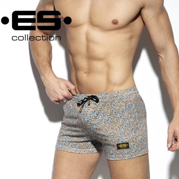 ◆ES collection◆ボクサーパンツ◆XS/S/M/L（日本サイズより異なる）レオチェーンショート側面に2つのポケットヒョウとチェーンがいたるところにプリント前面にESコレクションのシリコンロゴカンゴテクノロジー95％ポリエステル5...