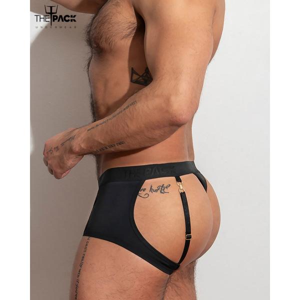 ◆ブランド：ThePack◆素材：ポリエステル90％、エラスタン10％光を受けると輝くゴールド調のアクセントを施した、厚手で柔らかなウエストバンドを採用。開放的なバックデザインに配したミニチュアバックルが、官能的で誘うようなシルエットを生み...