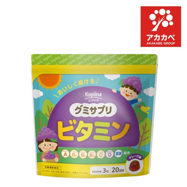 不足しがちなビタミンを気軽にとれるマルチビタミングミです。<br>おいしくビタミンがとれて甘さ控え目ぶどう果実入りグミです。