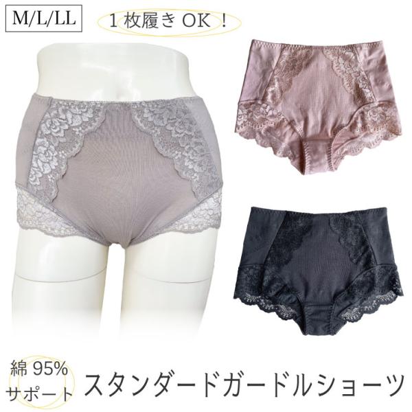 ヒップアップと骨盤サポートを目的としたショーツ。Vラインスタンダートタイプ（レース使い）パワーネットもしっかり張り合わせてあります。やわらか綿混素材締め付けることなくヒップ全体をホールド、サポートします。別ページで1分丈タイプも販売していま...