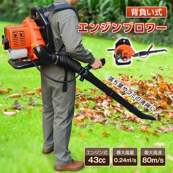 ■強力43ccエンジン搭載で落ち葉・ゴミ清掃に最適■背負い式で快適、ベルトは長さ調整可能■風速を無段階に調整可能。作業に合わせてパワーをコントロール■リコイルスターター式で簡単始動■セーフティレバー付きで安全に作業【本体サイズ】：(約)29...