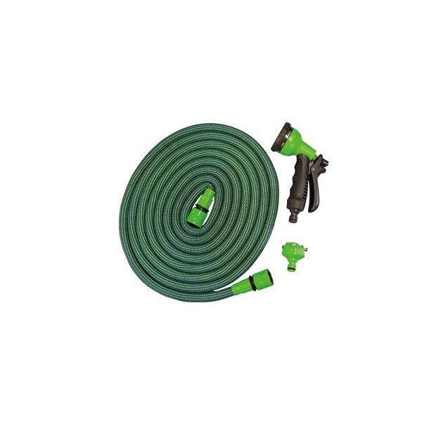 ※ こちらの画像は代表画像となります。部品や類似品等の場合があります。型番と商品名をご確認下さい。　【商品説明】 ●水が流れるとどんどんのびーる改良型伸縮ホース●従来品より耐久性がアップした改良型です。●伸縮率は約3倍(最大15m⇔収縮時5...