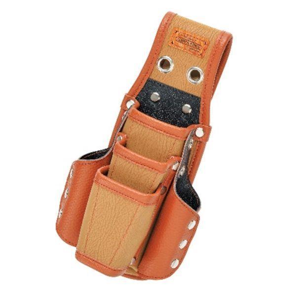 【商品説明】 ●特徴 ●傷みやすいベルトの芯と表面に補強材を使用 ●高級感のあるレザー生地 ●ツールケース５丁差 ●仕様、規格 ●寸法　Ｈ２６０×Ｗ１３０×Ｔ８０ ●材質　生地レザー、金具スチールメッキ