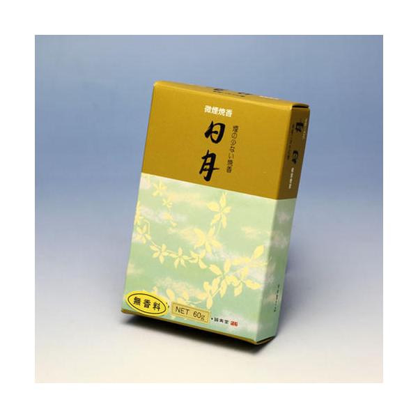 ●品名微煙焼香シリーズ　微煙焼香　日月（無香料）60g入●内容量（Net Weight)約60g●総重量（Gross Weight)約90g●パッケージ紙箱　約119×75×29（mm）●香り無香料●特徴けむり少ない（微煙）●製造元誠寿堂　...