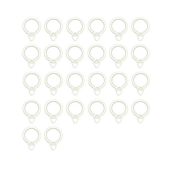 ホワイト/カーテンリング 360°回転 26個/T-3・カーテンリングの直経：45mm　内径：33 mm　　素材：POM（ポリアセタール）・オーダーカーテン100mmにつき約8〜10個・リング先端の三角の穴は360°回転でき・直径27mmま...