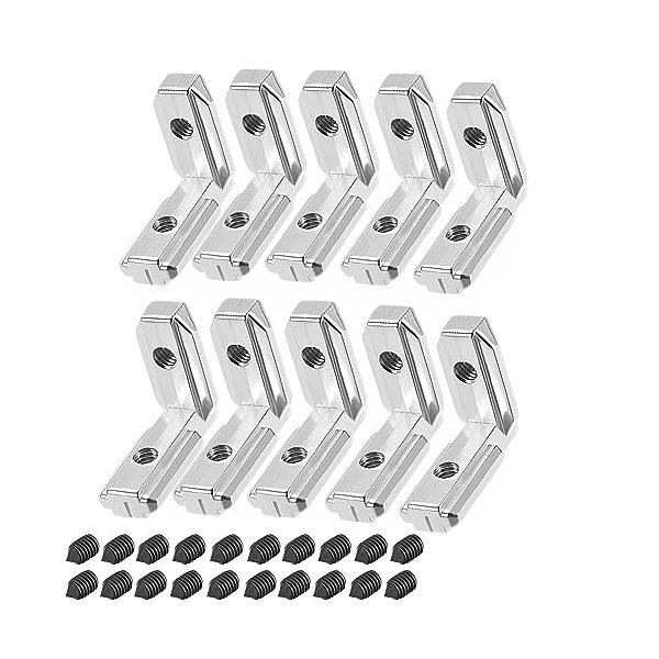 シルバー/-/-・パッケージ個数:10・商品仕樣材質：炭素鋼、表面：亜鉛メッキ、ナット：M5、パッケージ内容: 10個*L字型スライダー 20枚*ネジ。詳細な寸法については、図 3 を参照してください。・適用20レールアルミニウムに使用され...