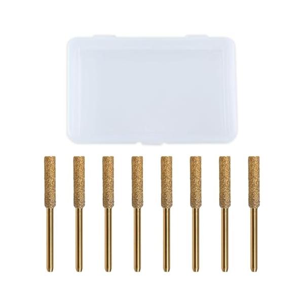 8本セット ゴールド-4mmゴールド/-/-・Style:8本セット ゴールド-4mm・パッケージ個数:8・パッケージの詳細:8個5/32インチ4mmバリ砥石ファイル金色、1個収納ボックス。・素材:チェーンソーブレードシャープナーは、チタン...
