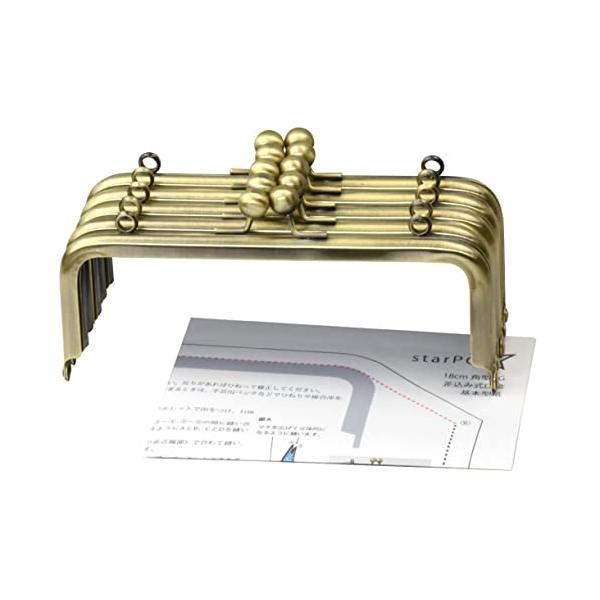 角型アンティークゴールド/-/-・幅18.5cm角型の差込み式がま口口金です。がま口バッグやポーチなどのハンドメイドにご利用ください。・基本となる型紙付きです。型紙には製作方法の概略も記載しています。この型紙を基本にいろいろなアレンジをお楽...