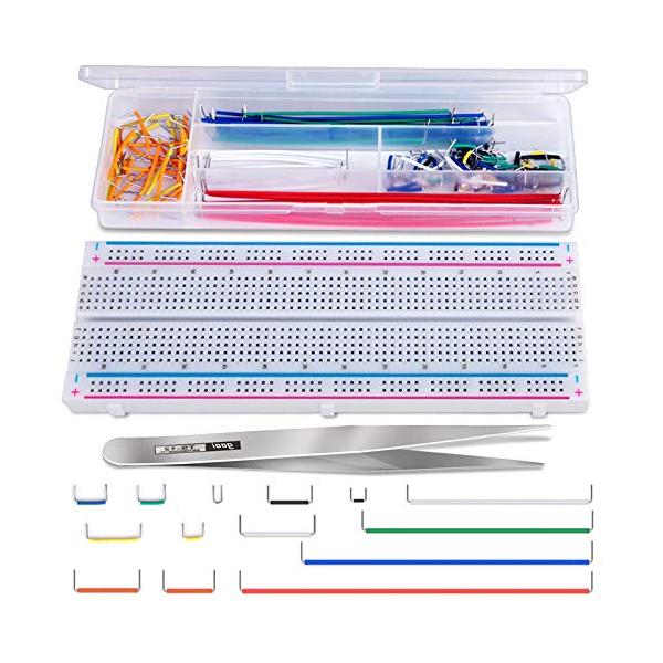 混合カラー/-/-・パッケージ個数:3・お得なセット パッケージ内容：830ポイントブレッドボード×1個＋ジャンパーワイヤ×140本＋ピンセット×1個　お得なセットで経済的です。・便利なブレッドボード ブレッドボードとは830穴に部品を差し...