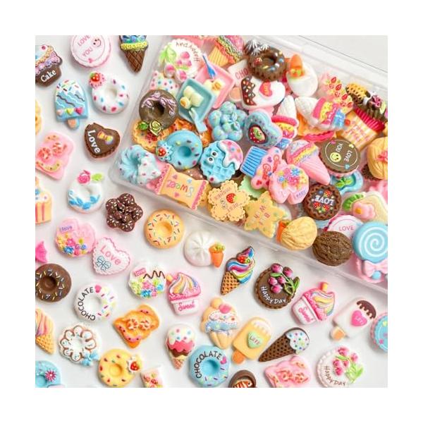 スイーツデコパーツ ミックスカラーミックスカラー/大きめ/-・Style:スイーツデコパーツ ミックスカラー・パッケージ個数:1・セット内容〇入数：およそ60個前後 〇おまけ：デコパーツ用テープ1シート 〇素材：樹脂製・スイーツデコパーツア...
