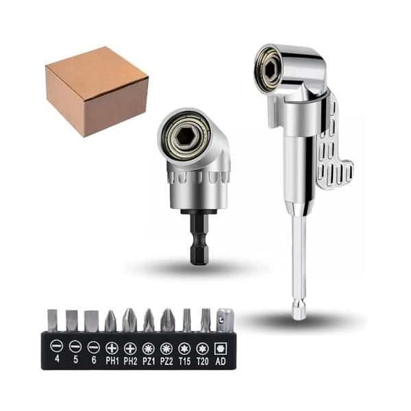 シルバー/長い+短い/SY-電動工具-長/短い-12・パッケージ個数:1・??セット内容2個105度直角ドリル+10個ドライバービット。ハンドドライバーとしてだけでなく、電動ドリルに取り付けて使用することも可能です。DIY作業を簡単にします...