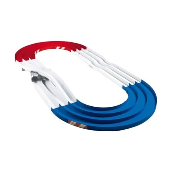 レッド/ブルー/ホワイト/-/94892-000・ミニ四駆専用の組立式大型コース・ジャパンカップジュニアサーキットの特別カラーバージョン・ストレート、ウェーブ、アンダーブリッジ、オーバーブリッジ、ブリッジアプローチ部分はホワイト、カーブをレ...