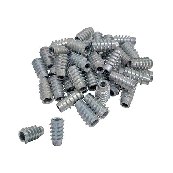 シルバー/M6x20mm/-・Size:M6x20mm・挿入方法:ねじ込み・つば:無し・ナット全長:20mm・めねじ径:M6・参考下穴径:8.7〜9.0