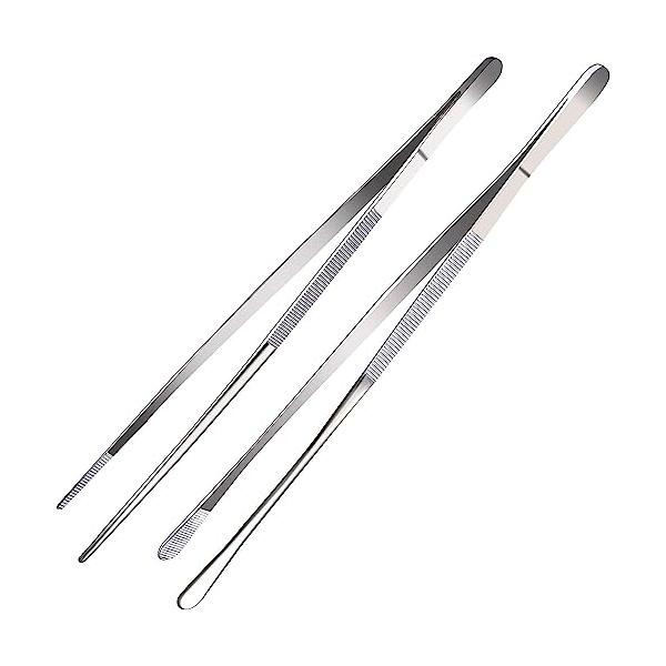 シルバー/-/-・Color:シルバー・高品質の食品グレードのステンレススチール製。・用途 - 料理、ロースト、サービングに便利です。トングの長さは12インチです。・まっすぐな先のとがったピンセットツール：ステンレス鋼のピンセットは実用的で...