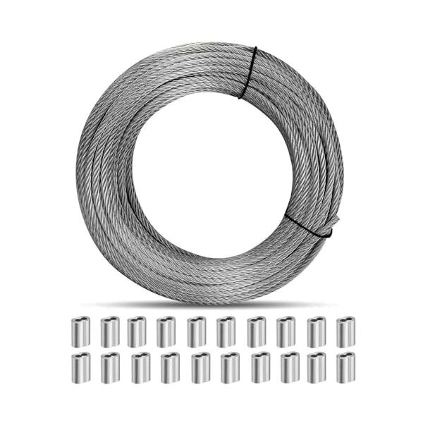 シルバー/-/4MM x 20m・Model:4MM x 20m・バスケット内容ステンレスロープ 直径は4ｍｍ、長さは20ｍです。4mm 8文字型アルミスリーブ 20個入ります。ターミナル金具との組み合わせで様々な場面を演出できます。家庭用...