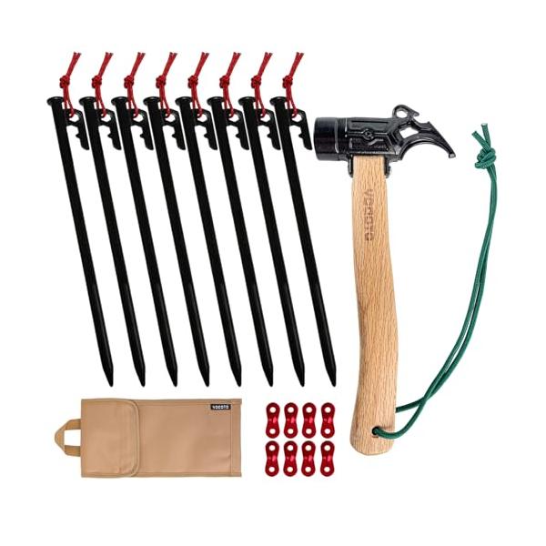 30cm8本とハンマーと自在金具と収納ケースのセット品ブラック/-/WGDD-SS・Style:30cm8本とハンマーと自在金具と収納ケースのセット品・素材ペグ:丸鋼 抜群な強度と耐食性　ハンマー:合金鋼　収納ケース:ポリエステル・セット内...