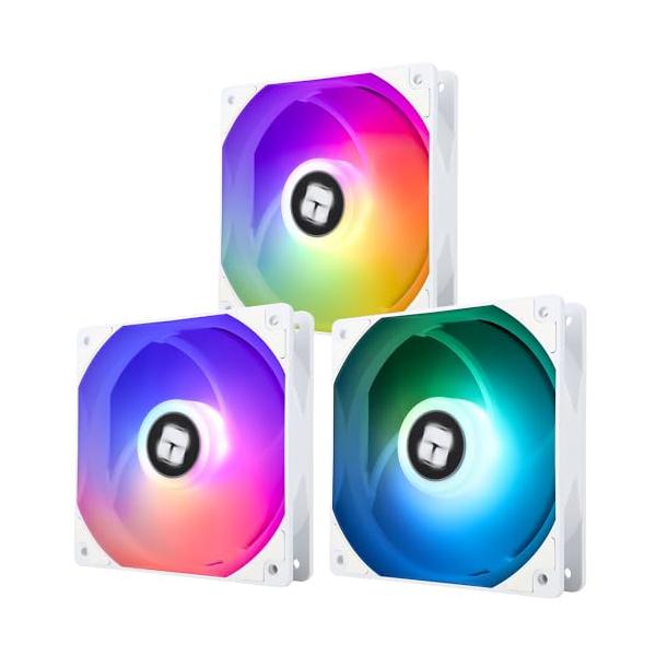 TL-C12CW-S X3・Style:TL-C12CW-S X3・Thermokay TL-C 12 CW-S X 3 CPUファン120 mm白色ARGBケース冷却ファン、S-FDBベアリングを含む4ピンPWM静音パソコンファン、最大1...
