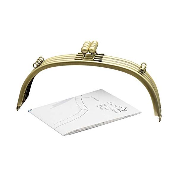 アンティークゴールド/-/-・大型25cmアーチ型の差込み式がま口口金4本セットです。がま口バッグなどのハンドメイドにご利用ください。・基本となる型紙付きです。型紙には製作方法の概略も記載しています。この型紙を基本にいろいろなアレンジをお楽...