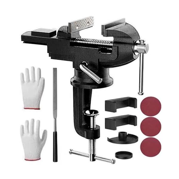 インダストリアルブラック/黒いスーツ/-・Size:黒いスーツ・サイズ: 正味重量1.7kg 、クランプの最大開口幅75mm、多数の作業台と各種の厚さのテーブルに適しています。360°回転盤があり、取り付けネジは最大70mm、5 mm厚めの...