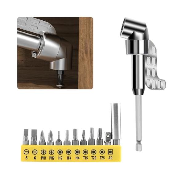 シルバー/長い/電動工具-12-長い・パッケージ個数:1・??セット内容1個105度直角ドリル+10個ドライバービット+1個360°回転アダプタ。ハンドドライバーとしてだけでなく、電動ドリルに取り付けて使用することも可能です。DIY作業を簡...