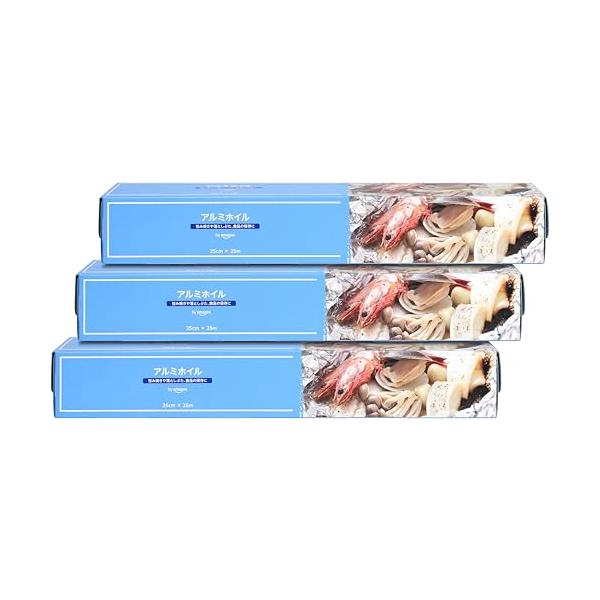 シルバー/幅25cm×長さ25m/ー・FlavorName:アルミホイル 3本セット・パッケージ個数:1・サイズ：幅25cm×長さ25m・厚さ：11マイクロメートル・材質：アルミニウムはく・お得な3本セット