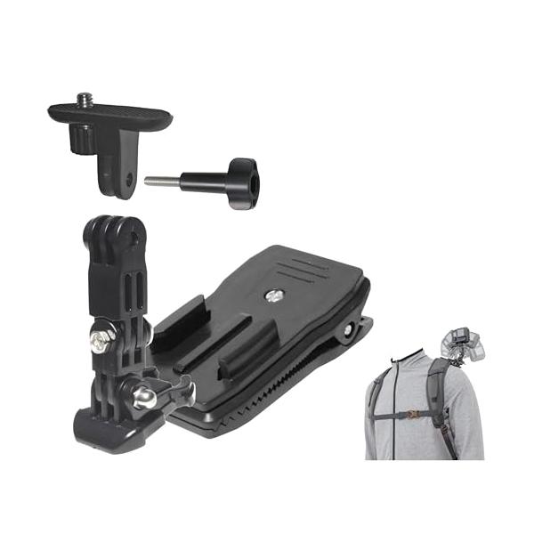 3方向−FAブラック/-/-・Style:3方向−FA・GoPro用マウントのウェアラブルカメラ・アクションカメラ対応、360°回転/前後アングル調整可能 クリップ式 クランプ ホルダー / 360度 回転式 マウント アダプター（クイック...