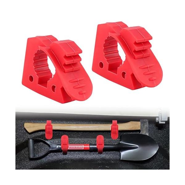 インダストリアルレッド/2個セット/KSJU・適用対象このスコップホルダーは29mm~35MMの直径の工具に適合します。スコップ、シャベル、スレッジハンマー、バール、ボルトカッター、パイプレンチ、牽引ロープ、懐中電灯、傘、その他の農業用工具...