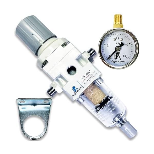 -/-/AW-020・見やすいエアーゲージ エアブラシ用に製作した圧力計を搭載しています。通常、逆さまになっている圧力計を正方向にして表示することで見やすくなっております。また、エアブラシによく使われる範囲内の0?0.4Mpaで表示され、視...