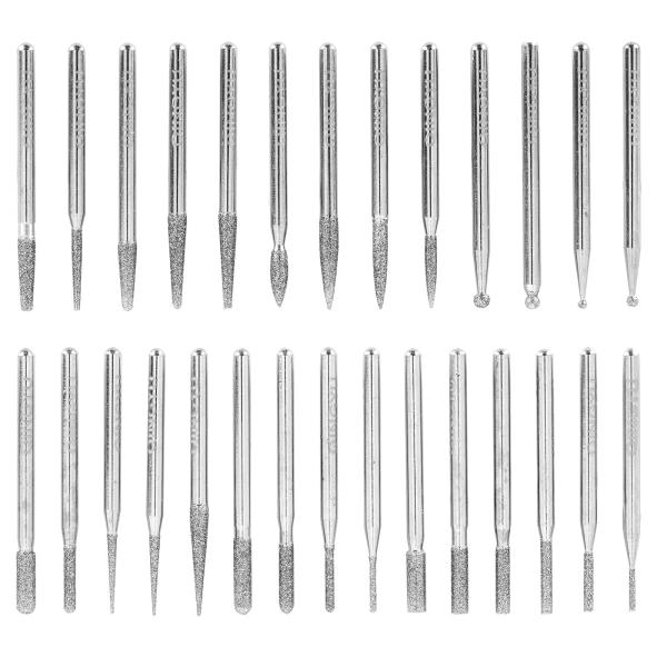 DIY工具シルバー/-/-・商品仕様 セット内容：30種類入り、素材：ダイヤモンド、付属：専用ケース 、カラー：シルバー。リュータービットはガラス、天然石、金属や木材などの研磨と切削を得意とする小型のリューターの必需品です。手持ちのリュータ...