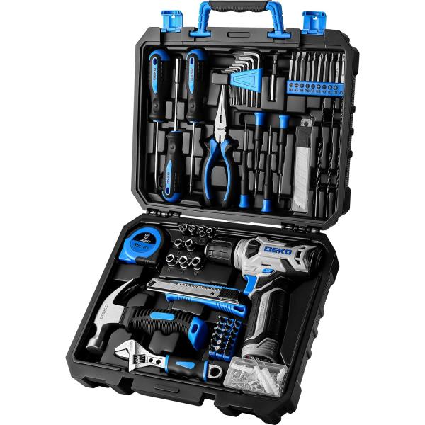 -/208点組/-・パッケージ個数:1・??便利な電動ドリル付き通販の家庭用工具セットと違い、DEKO新発売の126点組工具セットは木材の穴あけやネジの締め付けなどに欠かせない電動ドリルも付き、作業性を一気にアップさせます。・??人気のある...