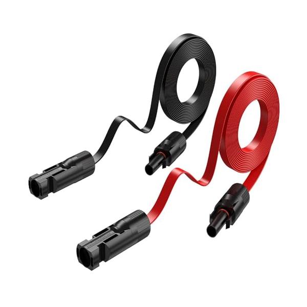 赤+黒/-/001・製品仕様ケーブル径：4mm2（12 AWG）、パッケージ：2本ケーブル、ケーブル長約42cm、カラー：赤+黒。・高品質ケーブルソーラー延長ケーブルはスズメッキ銅導体を採用しており、低抵抗特性を持つため、太陽光発電の電力伝...