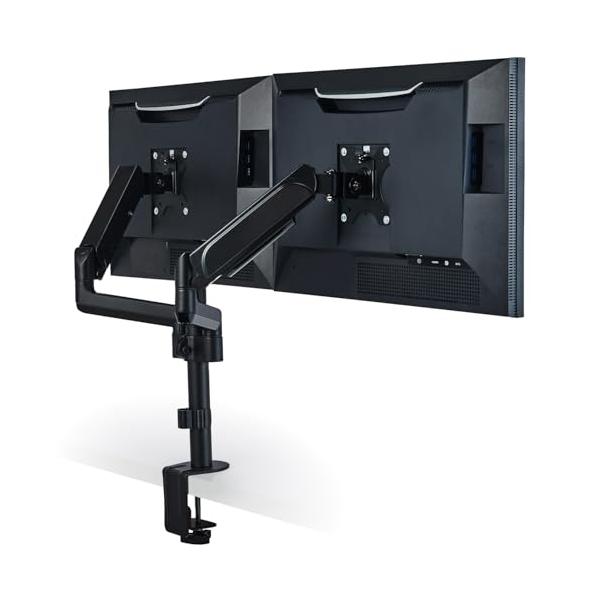 ポールマウントブラック/ブラック:デュアル~9kg/DPA-DS07BK・Color:ブラックStyle:ポールマウントPatternName:単品・パッケージ個数:1・17~32インチサイズのモニターに対応するガススプリング式のデュアルモ...