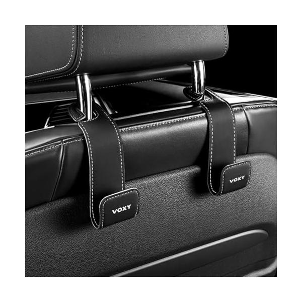 ブラック/ヴォクシー 専用/-・Color:ブラックSize:ヴォクシー 専用・適合車種特別なVoxy ロゴが付いた高級レザー製車用ヘッドレスト フックは、まるで車の一部のように見えます。車用ハンドバッグ フックは、直径 16 mm のヘッ...