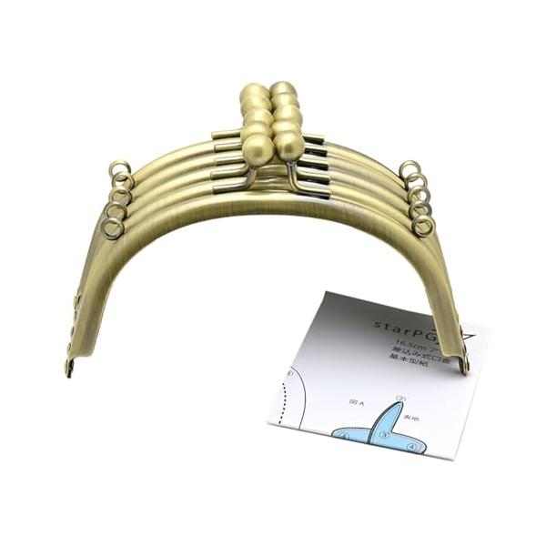 中型16.5cmアーチ型の差込み式がま口口金5本セットです。がま口バッグなどのハンドメイドにご利用ください。・基本となる型紙付きです。型紙には製作方法の概略も記載しています。この型紙を基本にいろいろなアレンジをお楽しみください。（型紙はスタ...