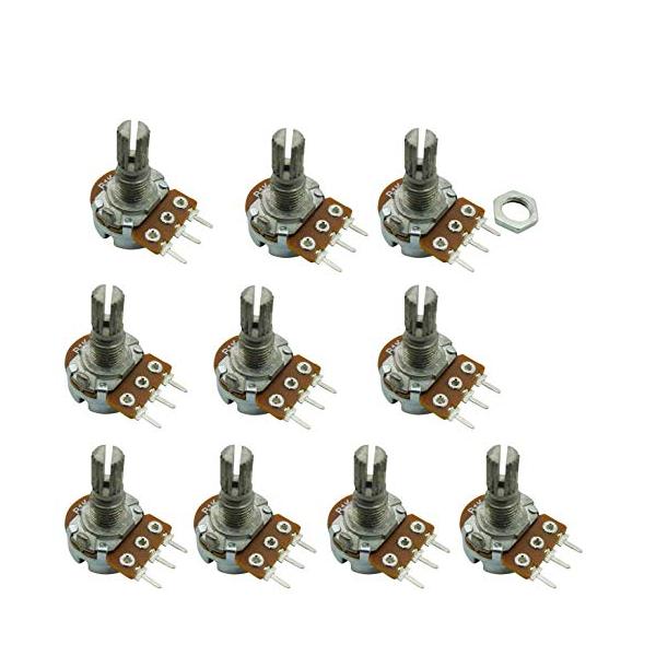 10PCS 1K/-/-・Color:10PCS 1K・パッケージ個数:10・製品名：ポテンショメータ;抵抗値：1Kオーム;調整タイプ：トップ調整・タイプ：シングルリニア;特徴：ローレットシャフト;軸径：6ミリメートル/0.23・シャフトの...