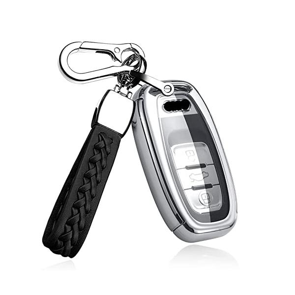 モダンシルバー/車の純正キーケースに対応/アウディ キーホルダー・Color:シルバー・パッケージ個数:1・適応車種アウディ用 Audi A4/S4/RS48K 2008〜 Audi A5/S5/RS58T 2008〜 Audi Q5/SQ...