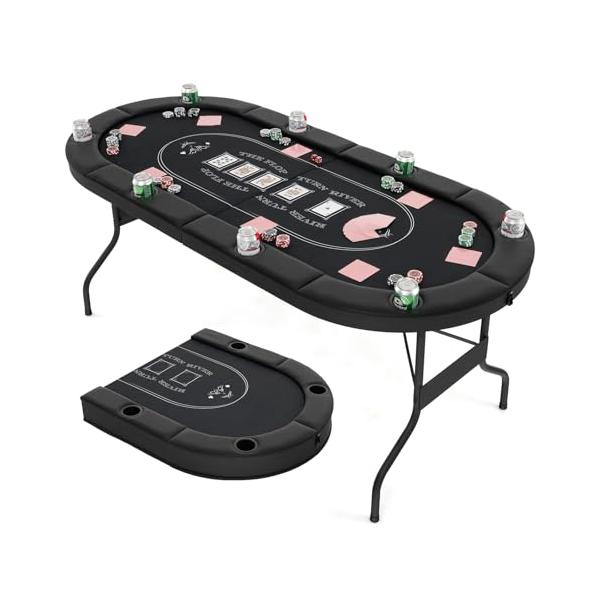 モダンブラック/Large/NP11878・Color:ブラック・●梱包内容：折り畳み式のポーカーテーブルx1●本体サイズ：幅186x奥行82x高さ75cm ●折りたたみサイズ：幅91x奥行82x高さ13cm●本体重量：24kg●耐荷重：1...