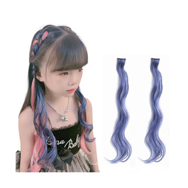 カールブルー/-/-・Color:ブルー・高品質の合成繊維キッズ エクステ ダンス 高品質の合成繊維でできており、自由にスタイリングできる（160℃まで）素材は耐熱性の合成繊維で、加熱ツールでスタイリングできる。 エクステ 子供 自然な見た...