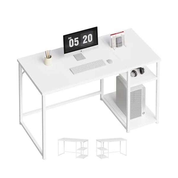 シンプル白い/120幅/-・Size:120幅Color:白い・パッケージ個数:1・棚は左or右にデスクの棚の取り付け位置は状況によって左or右に自由に切り替えることができ、様々なシーンに対応できます。 また、このパソコンデスクのサイドポケ...