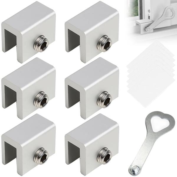 -/-/xr・パッケージ個数:1・セット内容：リミットロック*6個+ネジ*6個、取付工具（垂直ハート型六角スパナ）*1個直径5mm、保護プレート*4本；スライドウィンドウロックはアルミニウム合金製で、耐久性があり、錆びにくく、再利用可能です...