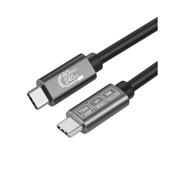 Thunderbolt 5 ケーブル/1m/769293722746・Color:Thunderbolt 5 ケーブルSize:1m・最大80Gbpsデータ転送速度: Thunderbolt 5 ケーブル は、USB3.1の8倍の速さで、T...