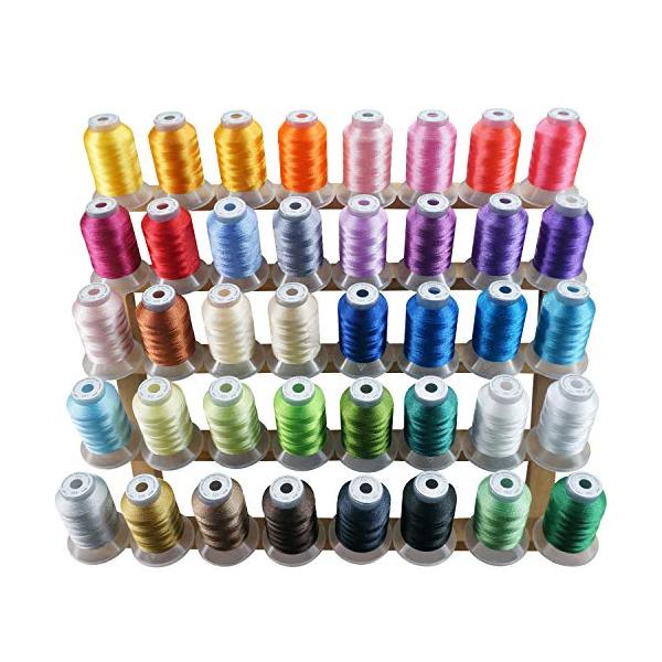 40色/-/-・ミシン刺しゅう糸セット- 40色のポリエステル刺?ミシン糸で、あらゆる種類の刺?プロジェクトを明るく美しくします。カラーチャートを使用して、ブラザーの色番号と名前に類似したものを見つけるために、色番号対照表も利用できます。・...