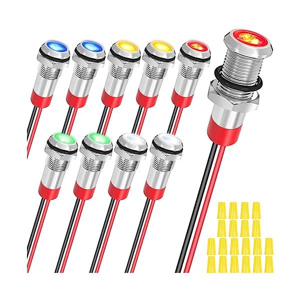 A.10x6mm LEDの表示燈ケーブル12Vが付いている/-/KK-US-118・Color:A.10x6mm LEDの表示燈ケーブル12Vが付いている・仕様取り付け穴径:1/4インチ6mm、ケーブル長:120mm 、電圧:12-24V、...