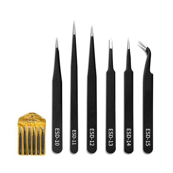 1.多用途の精密ピンセットセット本精密ピンセットセット（6本入り）は、プラモデル制作、精密機器修理、電子作業、手芸、ジュエリー制作、時計修理、シール貼り、エクステ作業など、幅広い用途に適しています。プロ仕様としても、家庭用としても便利にお使...