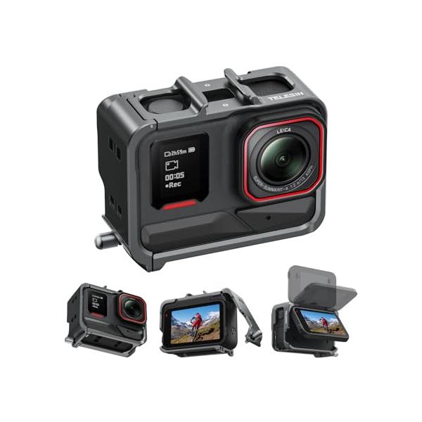 ブラック/-/-・堅牢アルミニウム合金、全面防護 高品質アルミニウム合金材質を採用し、Insta 360 Ace Pro 2/Ace Pro/Aceアクションカメラのために設計されている。カメラに全方位の堅固な保護を提供し、カメラのエッジの...