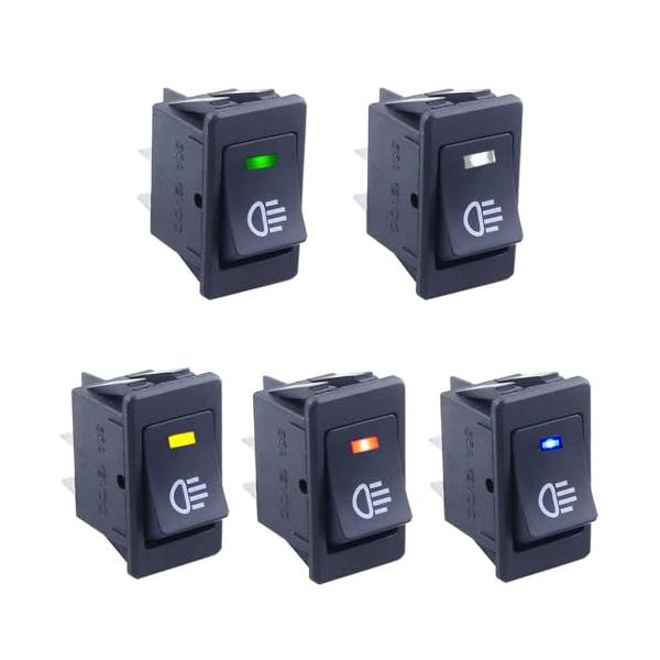 セット内容：5個。1個の赤色LEDフォグライトトグルスイッチ+1個の青色LEDフォグライトトグルスイッチ+ 1個緑色のLEDフォグライトトグルスイッチ+ 1個黄色のLEDフォグライトトグルスイッチ+ 1個白のLEDフォグライトトグルスイッチ...